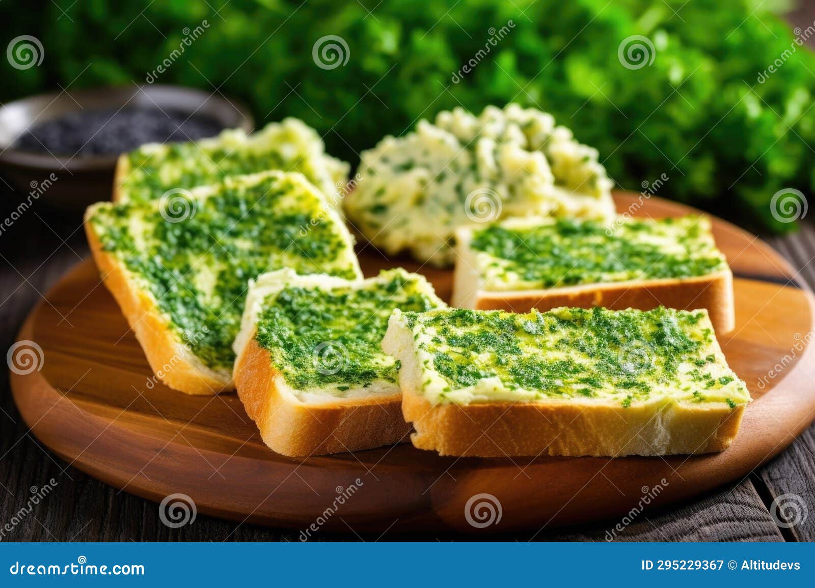 Slices of Perfectly Toasted Bread with Garlic Herb Butter Stock Image ...
