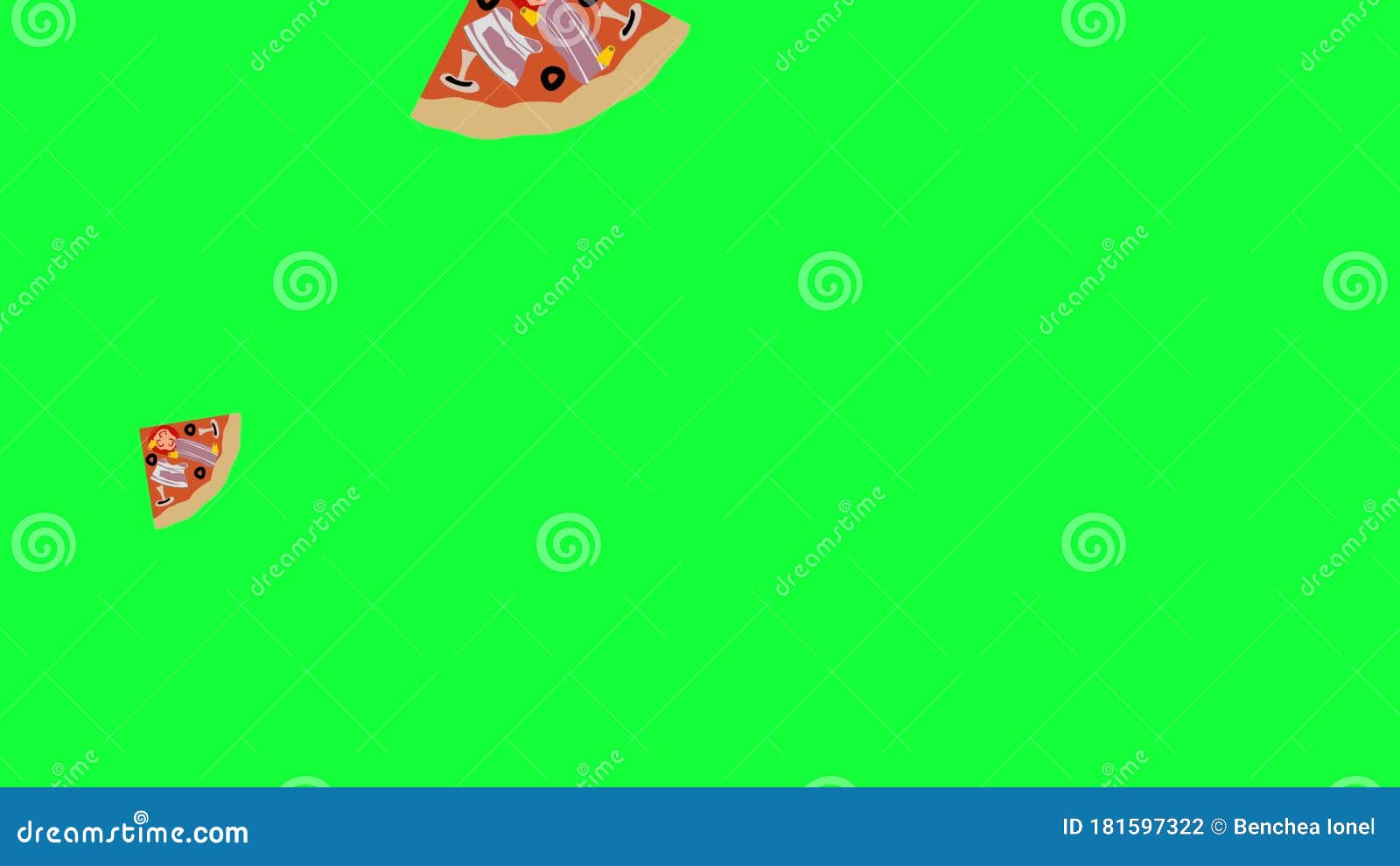 Slices of Pizza Looping Animation Elements on Green Screen Chroma Key ...
