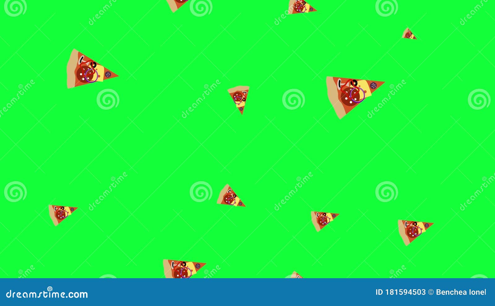 Slices of Pizza Looping Animation Elements on Green Screen Chroma Key ...