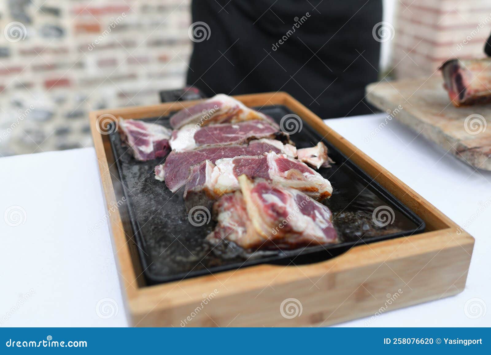 Pieces of Pork Cooked on a Plancha Stock Photo - Image of life, dinner ...