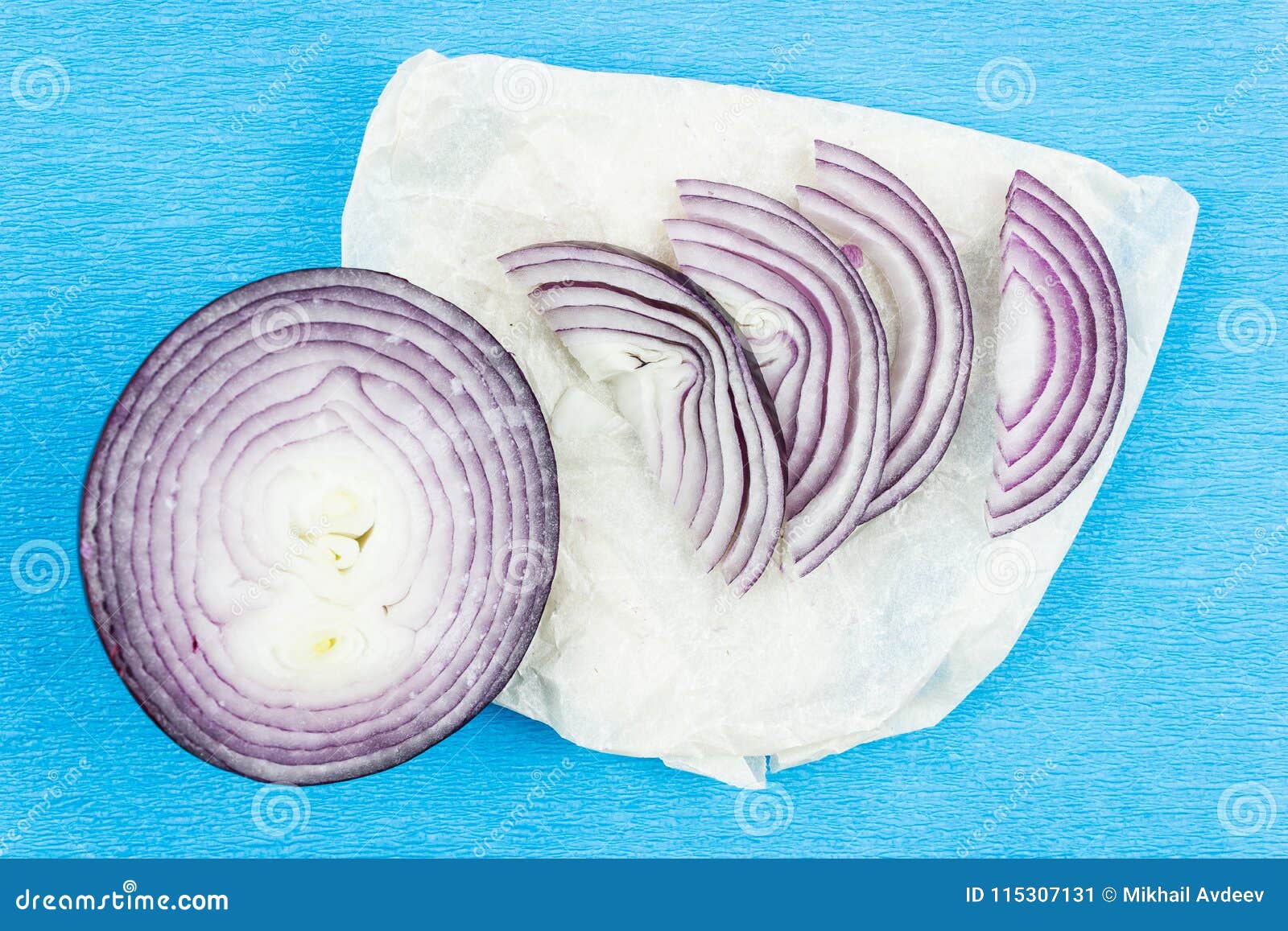 Slices of purple red onion stock image. Image of food - 115307131