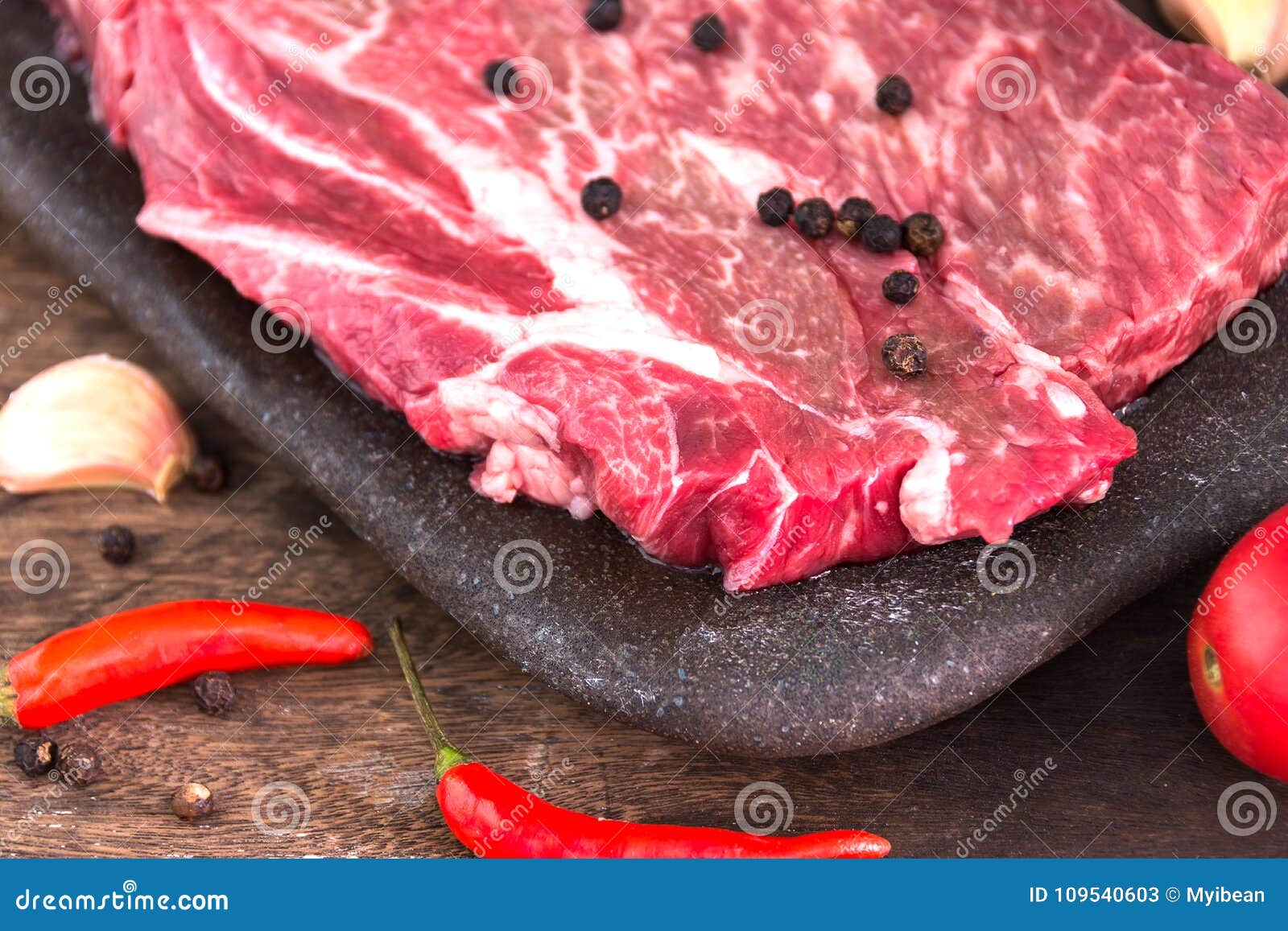 Slices of Raw Beef Chuck Steak Stock Image - Image of meal, aerial ...