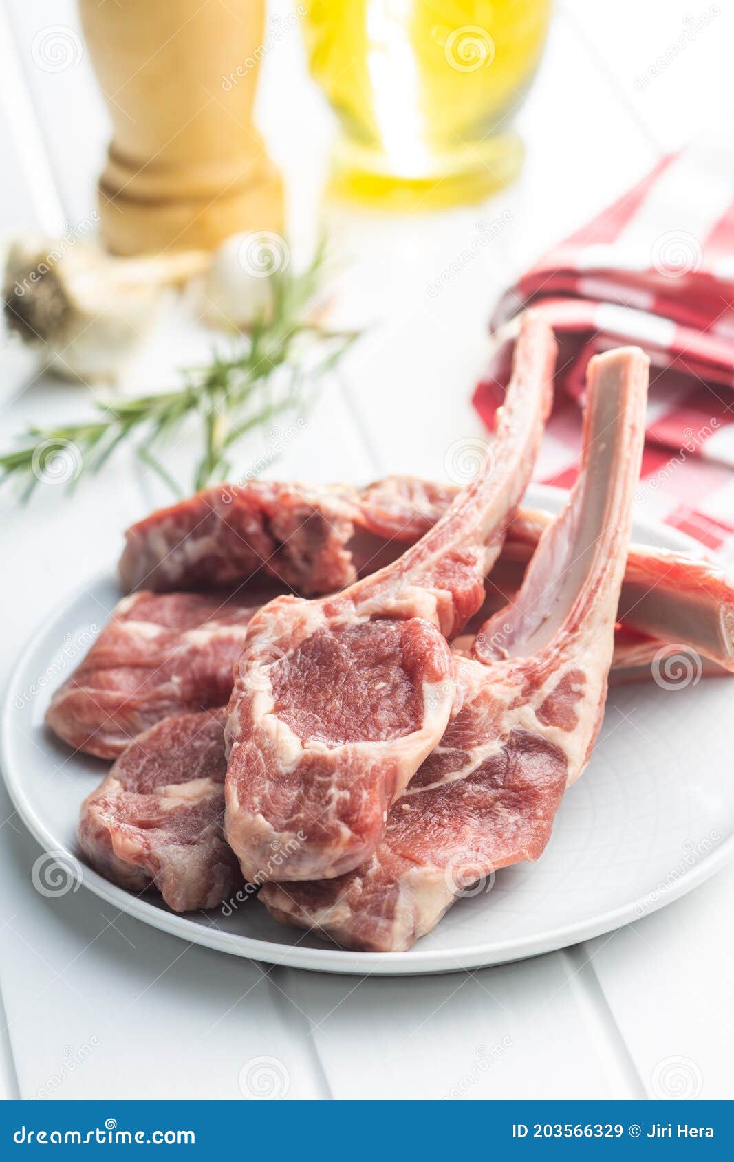 Slices Raw Lamb Chops on Plate Stock Image - Image of freshness, grill ...
