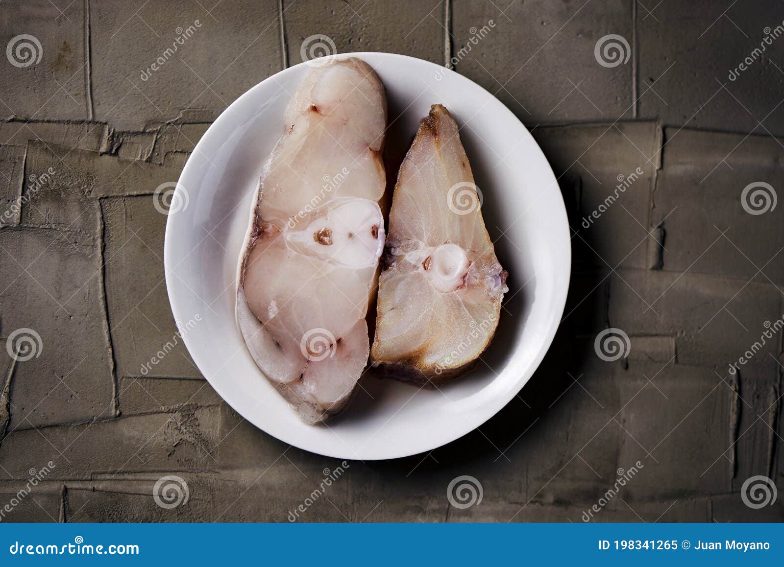 Slices of Raw Monkfish in a Plate Stock Image - Image of counter ...