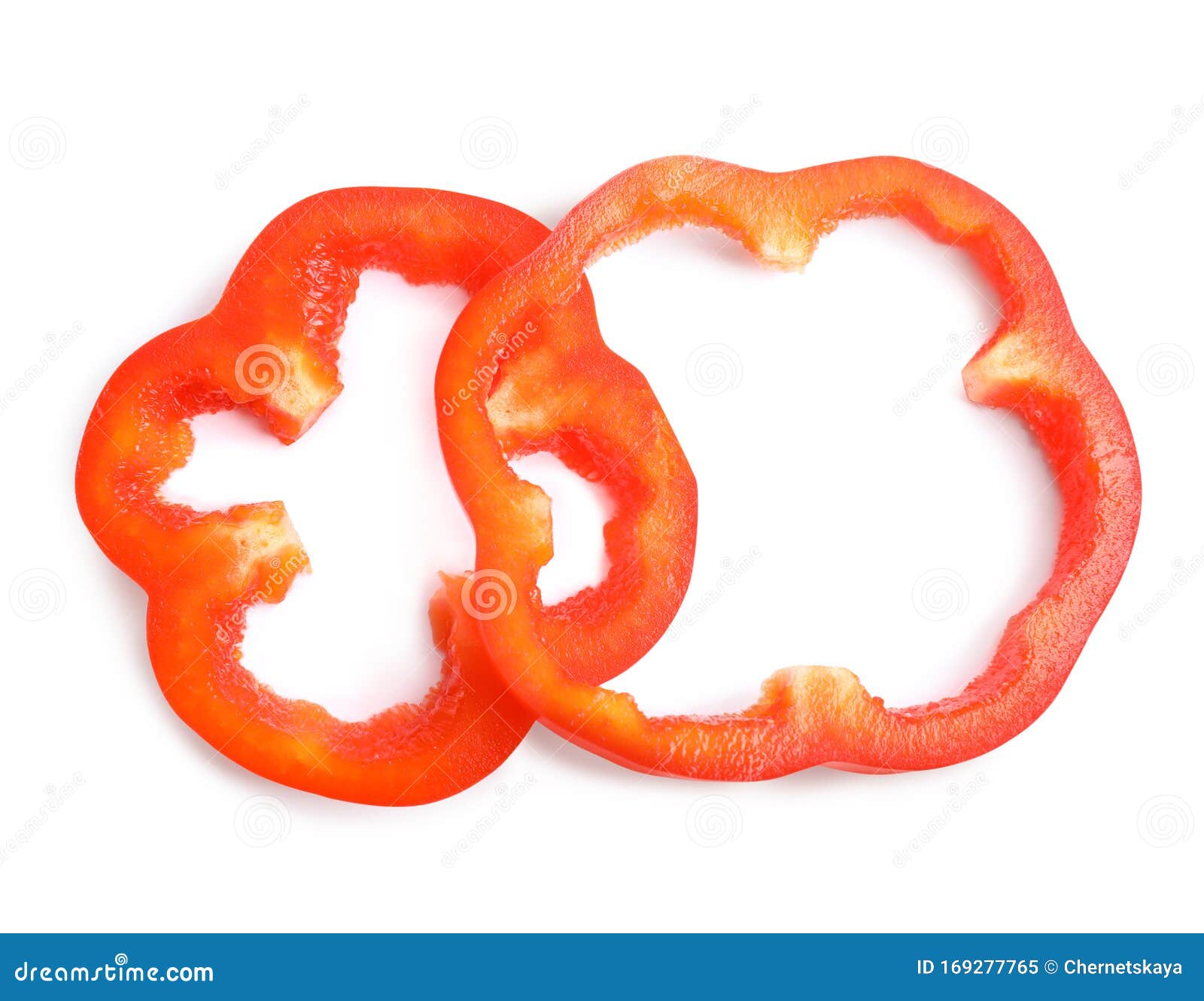 Slices of Red Bell Pepper Isolated on White Stock Image - Image of bell ...