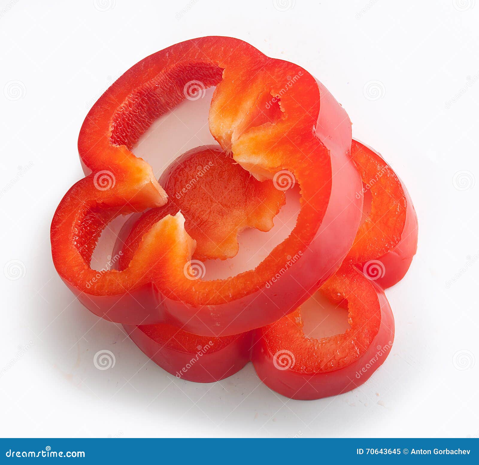 Slices of red paprika stock image. Image of view, isolated - 70643645