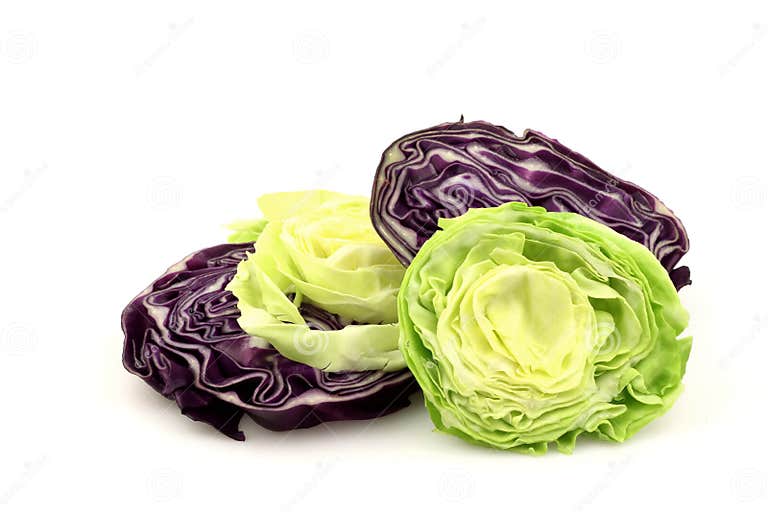 Slices of Red and White Cabbage Stock Image - Image of green, tasty ...