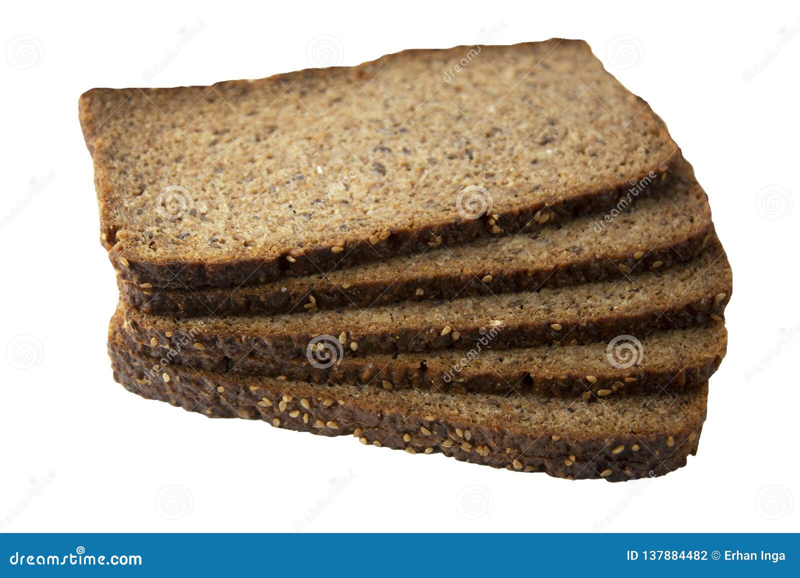 Slices of Rye Bread, Wholegrain Bread Isolated on White Stock Photo ...