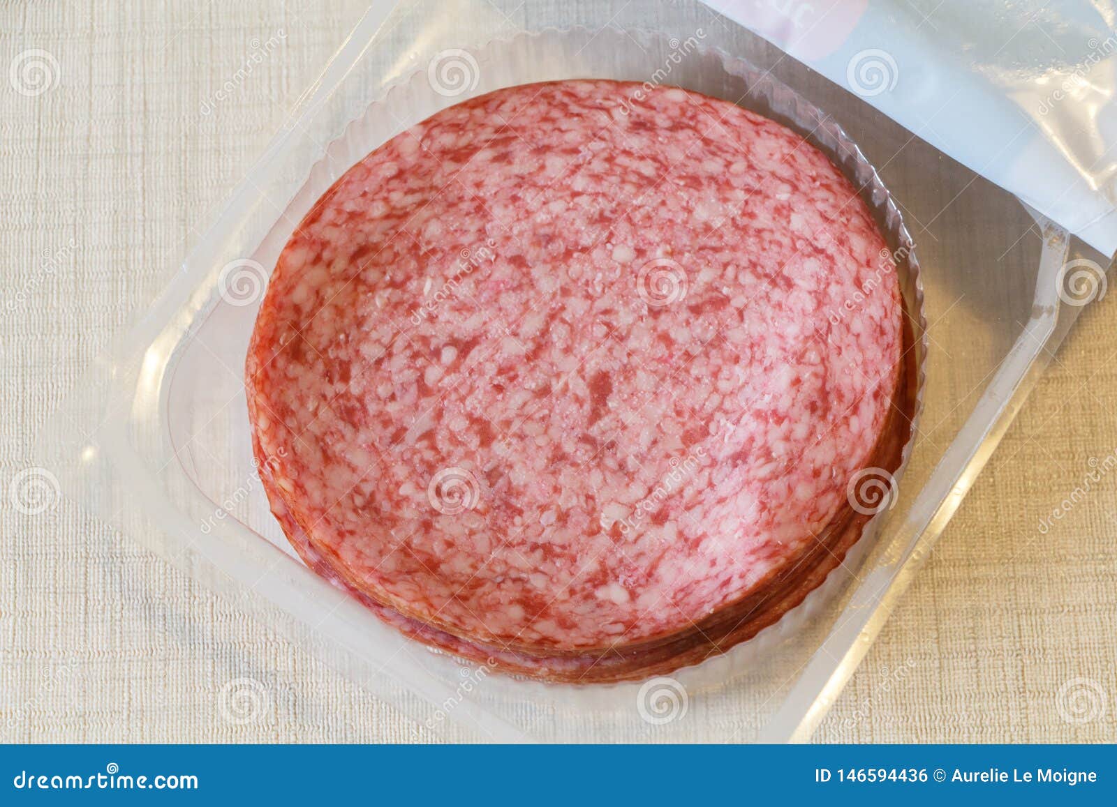 Slices of Salami in Packaging Stock Photo - Image of salami ...