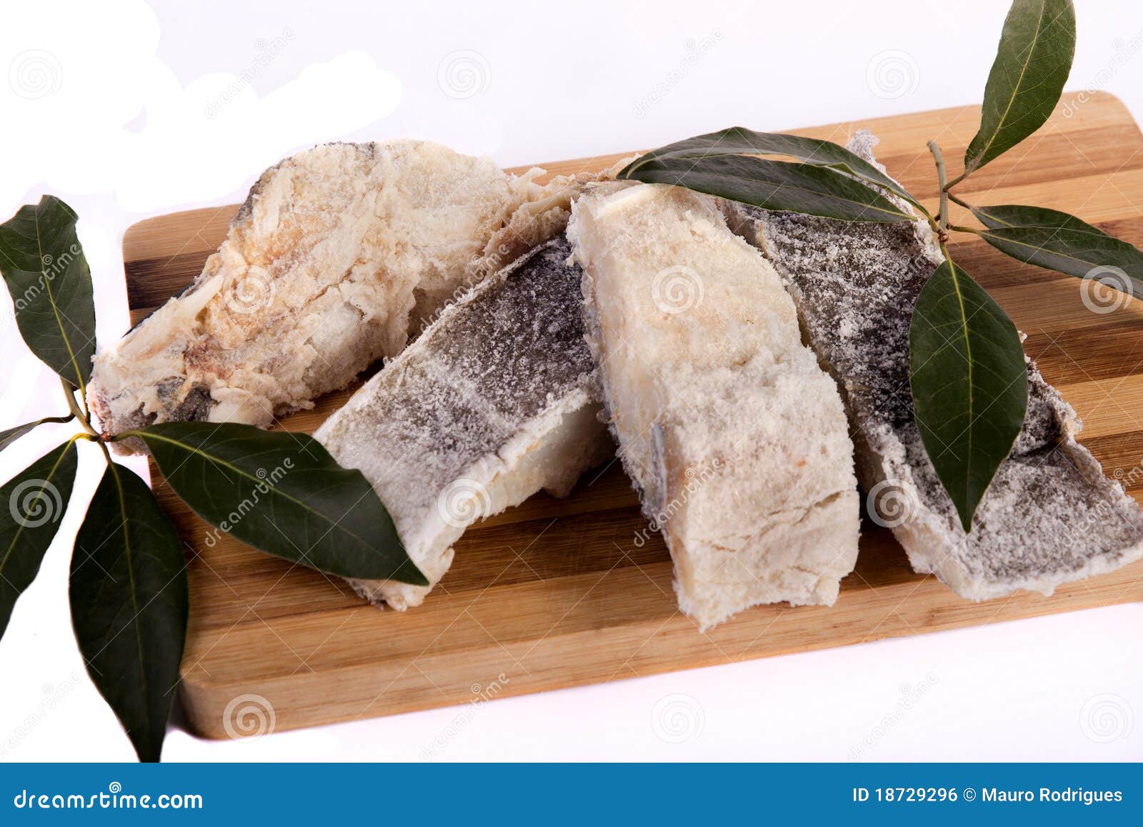 Slices of salted cod stock photo. Image of salted, laurus - 18729296