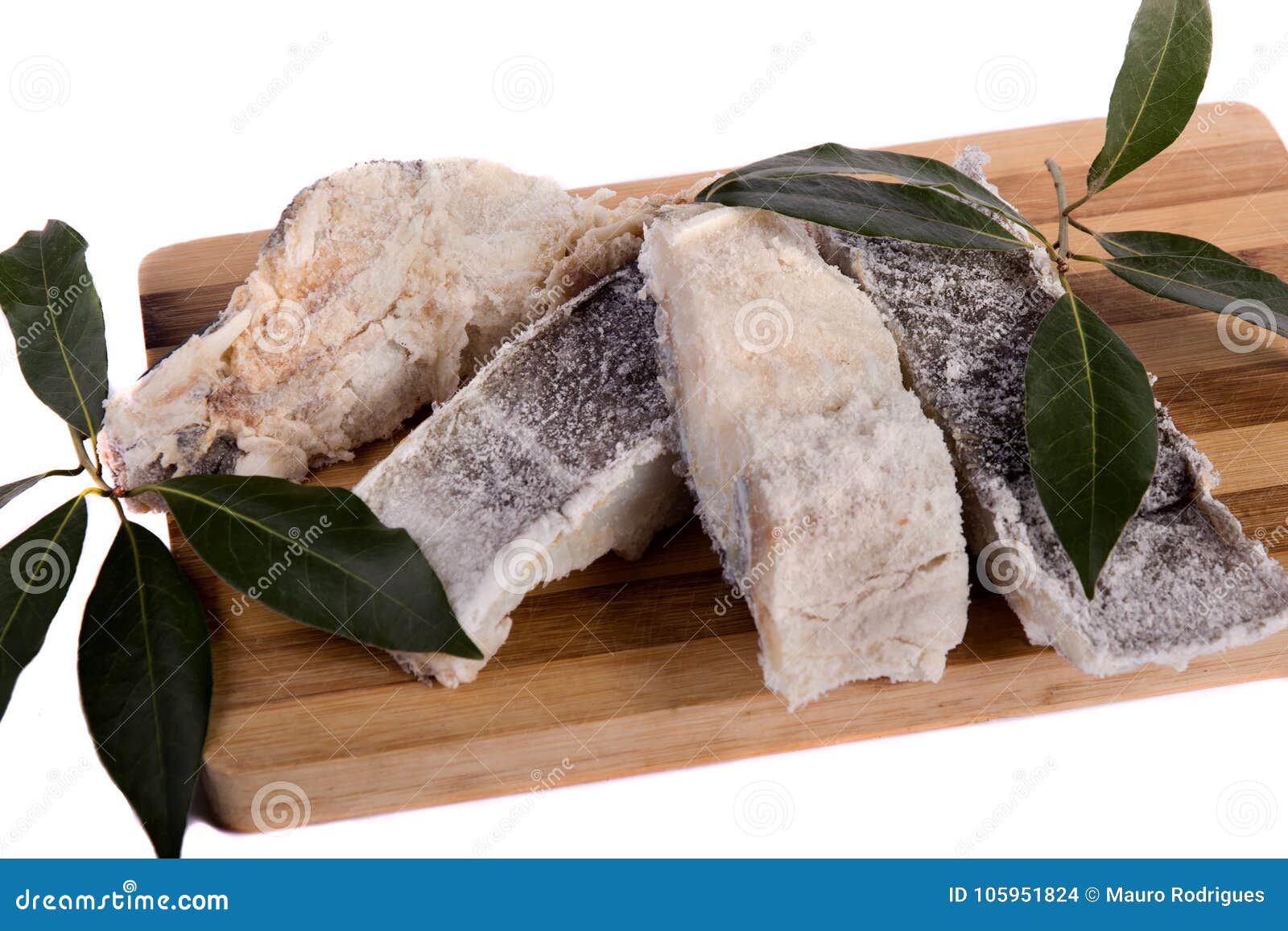 Slices of salted cod stock photo. Image of isolated - 105951824