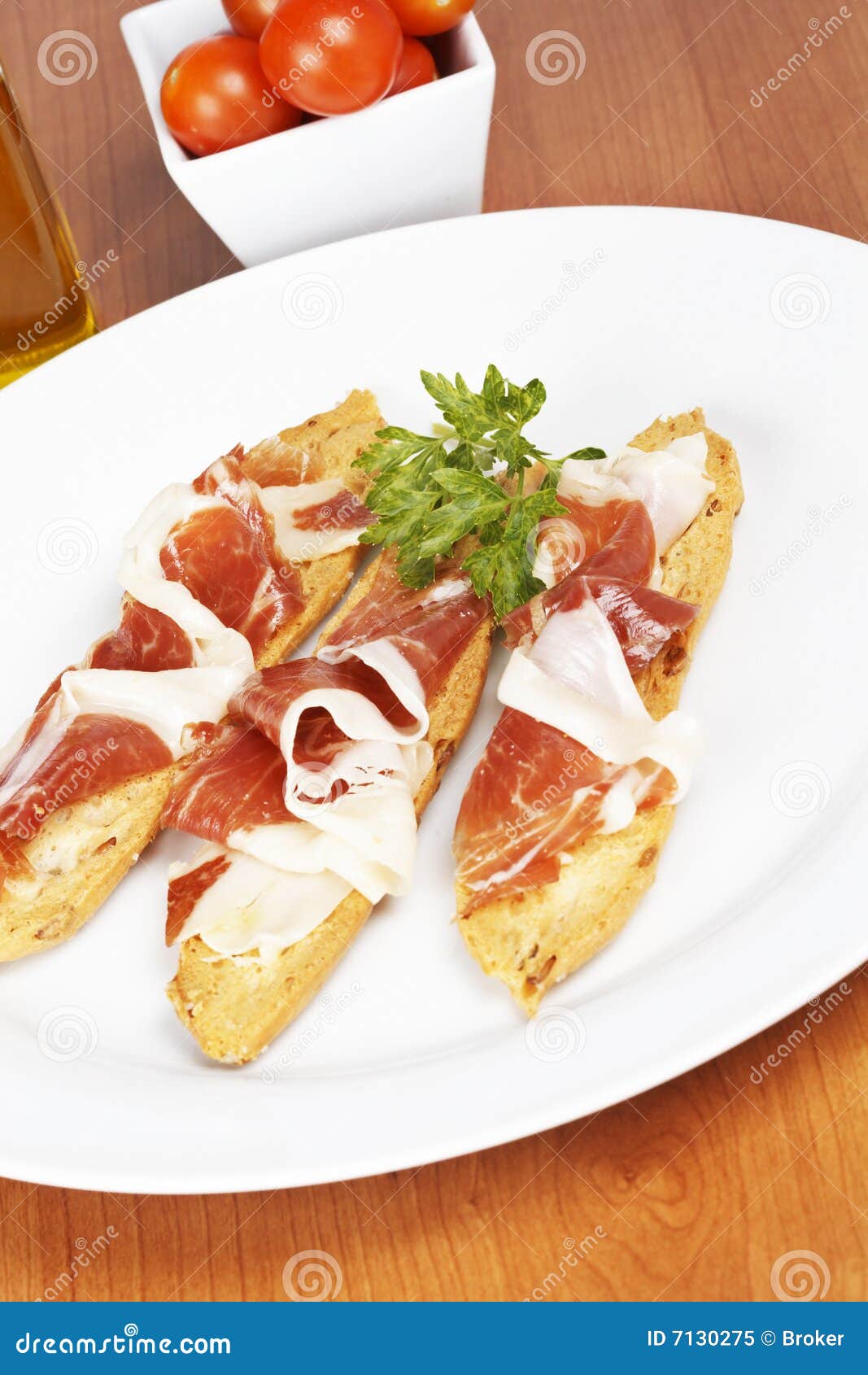 Slices of spanish ham stock image. Image of kitchen, proteins - 7130275