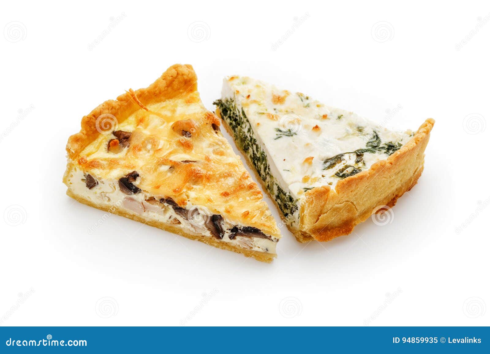 Slices of Spinach & Chicken Pies Isolated on White Stock Image - Image ...