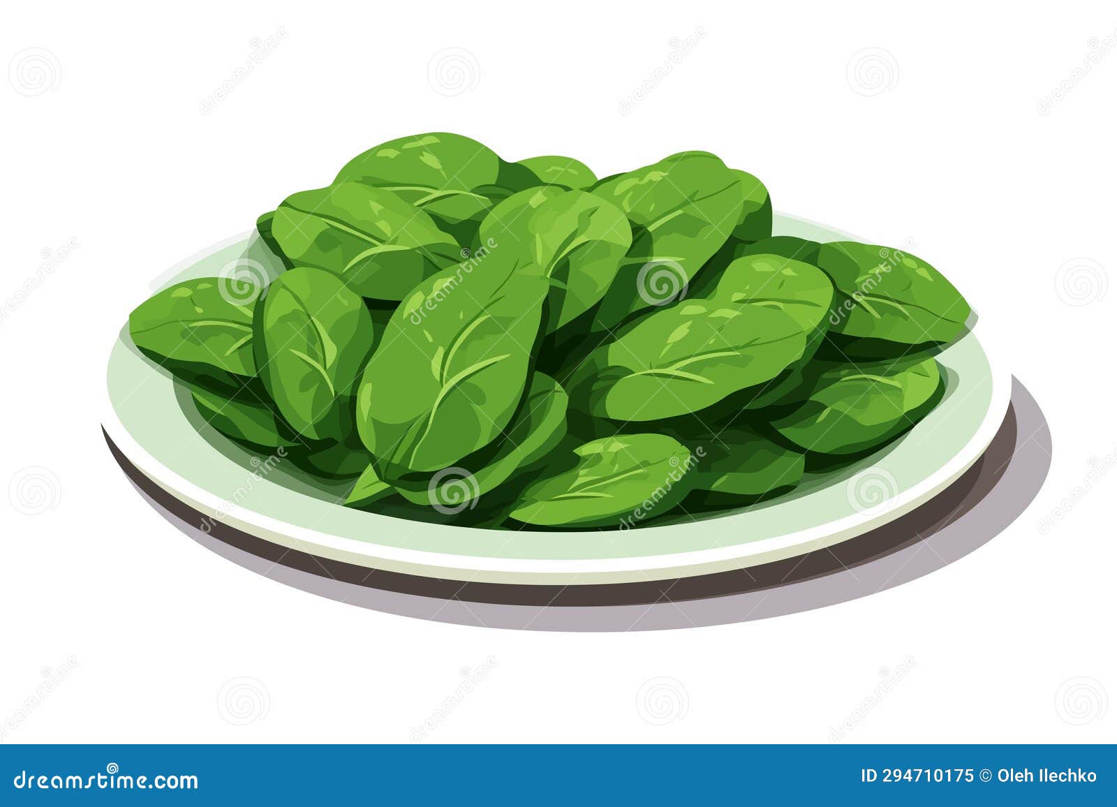 Slices of Spinach on Plate Vector Flat Isolated Vector Style ...