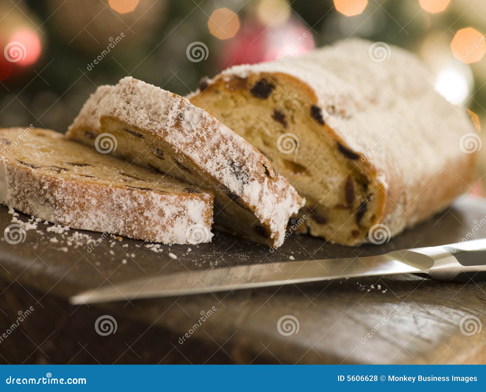 Slices of Stollen Cake stock photo. Image of amande, currants - 5606628