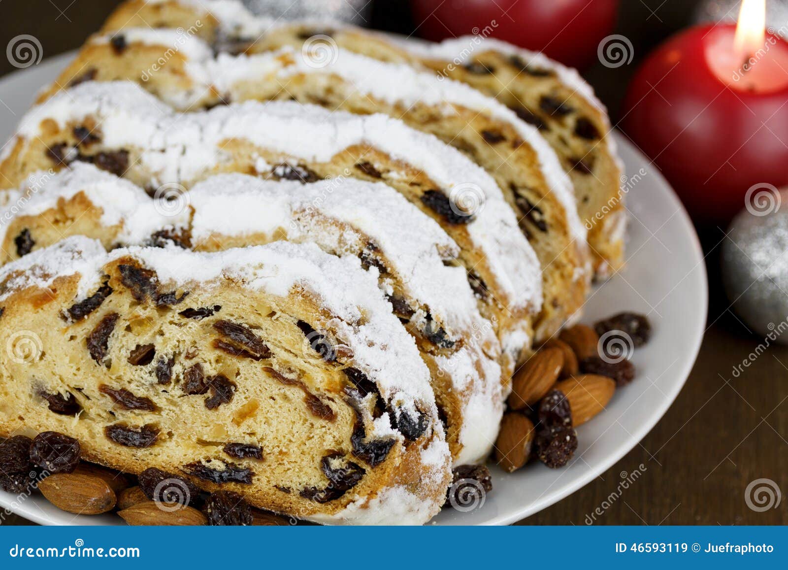 Slices of Stollen Cake stock image. Image of bakery, raisins - 46593119