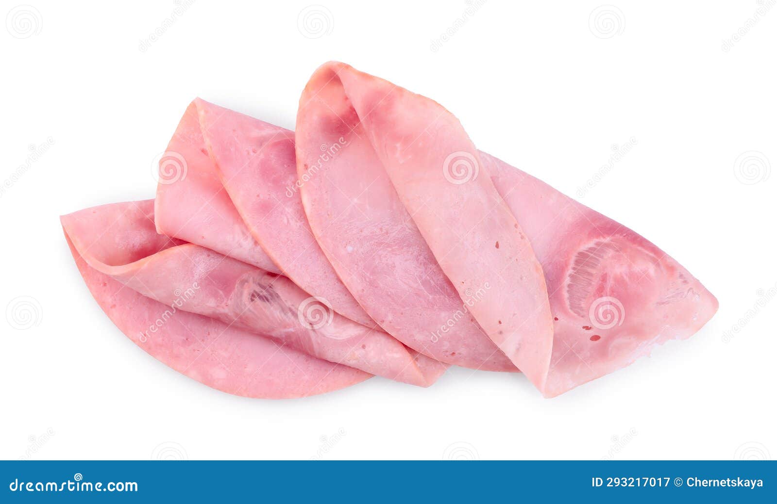 Slices of Tasty Ham Isolated on White, Top View Stock Image - Image of ...