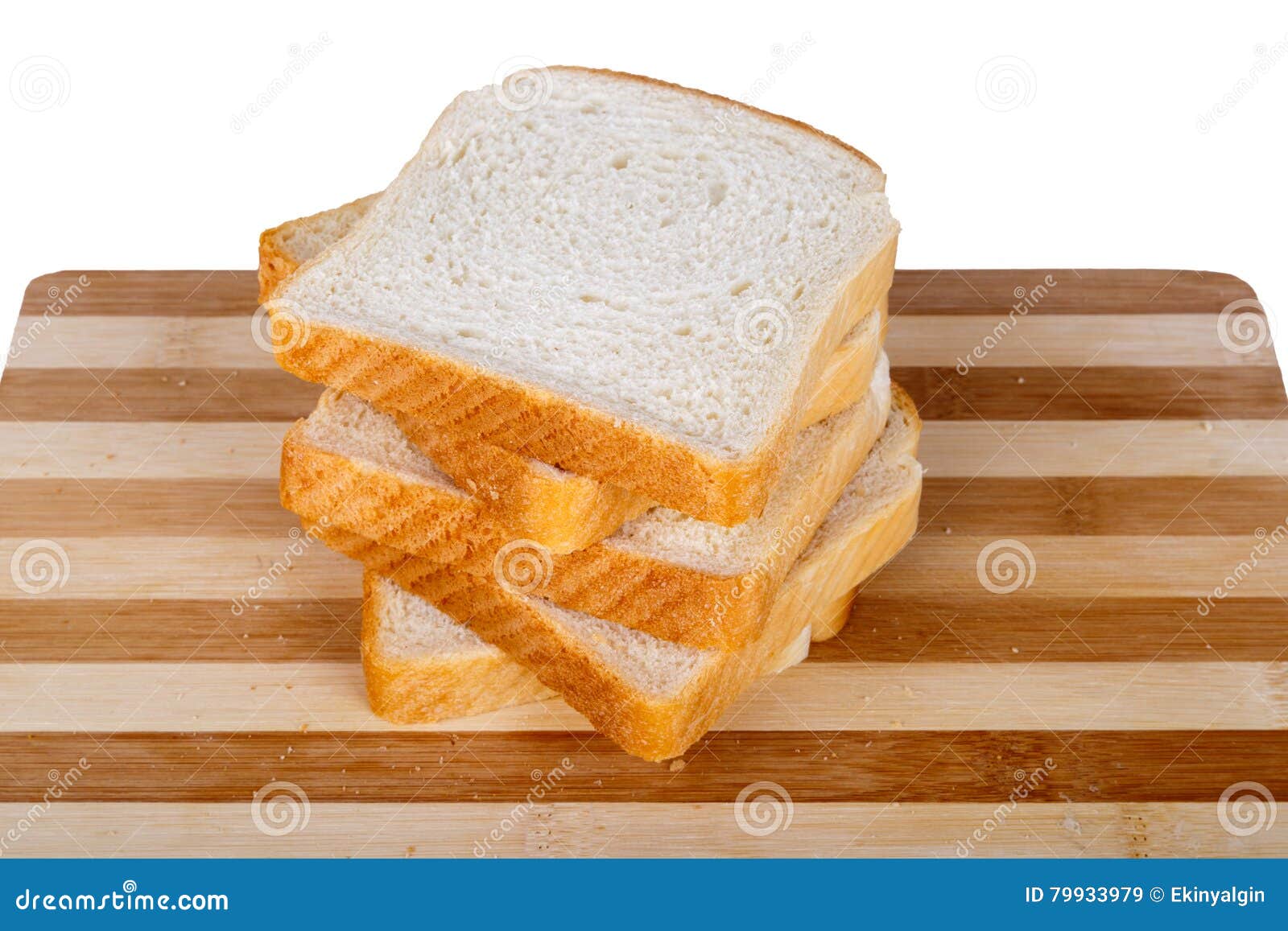 Slices of Toast Bread on Breadboard Stock Image - Image of isolated ...