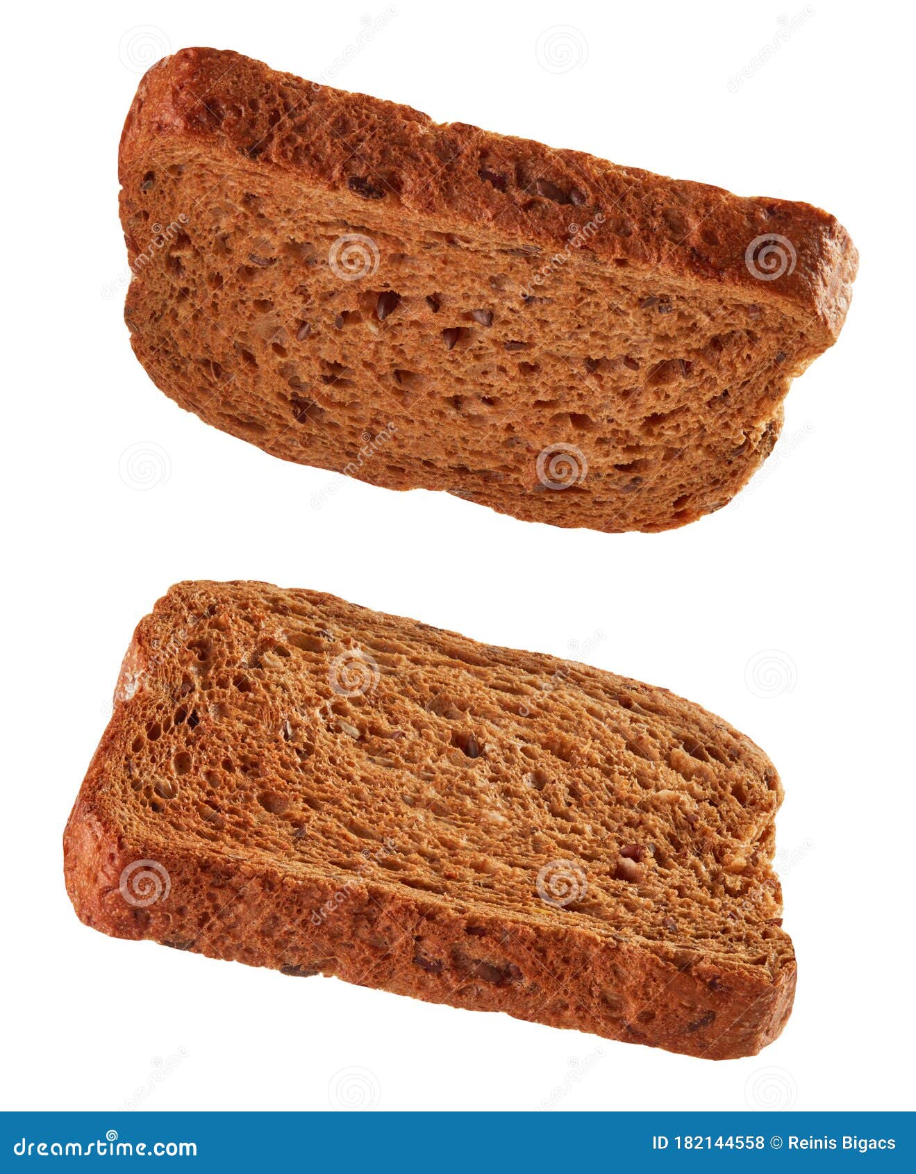 Slices of Toasted Bread Flying Isolated on White Stock Photo - Image of ...