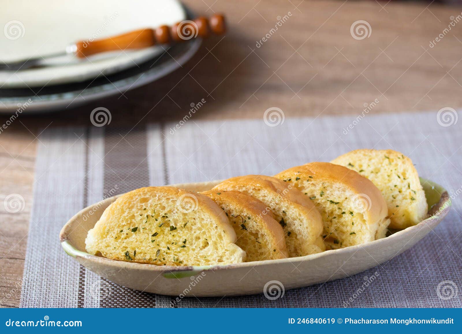 Slices of Toasted Bread with Garlic and Herbs Stock Image - Image of ...