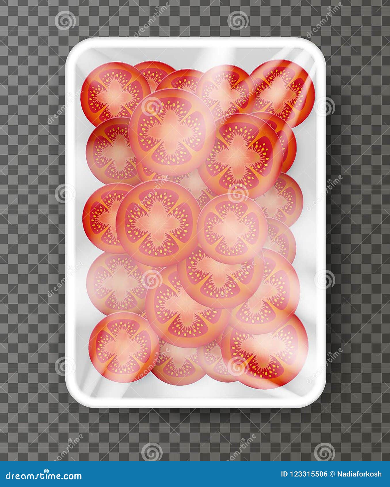 Slices of Tomatoes in the Plastic Package Isolated, Fresh Vegetable ...