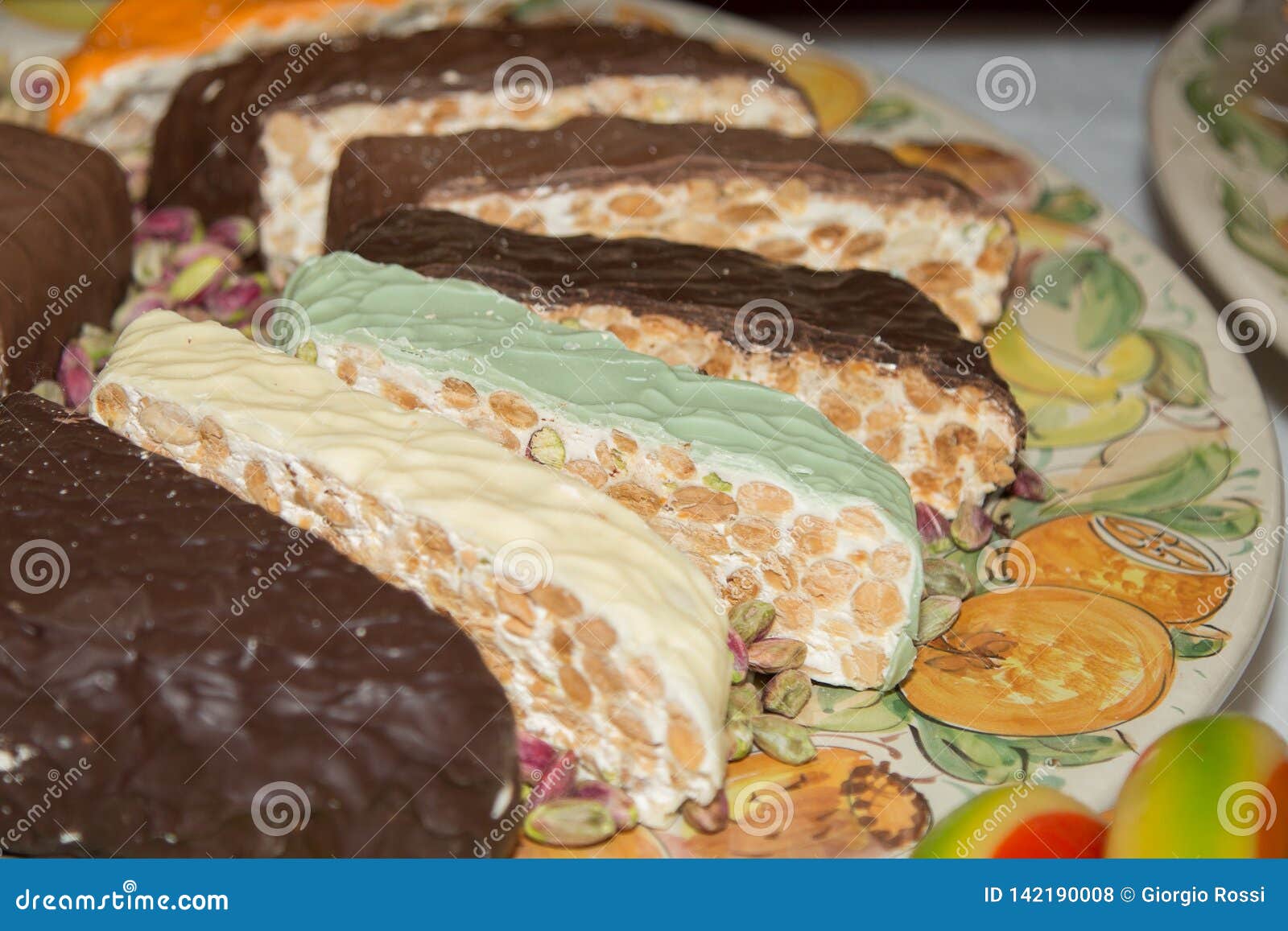 Slices of Torrone Pie: Typical Italian Christmas Cake Stock Photo ...