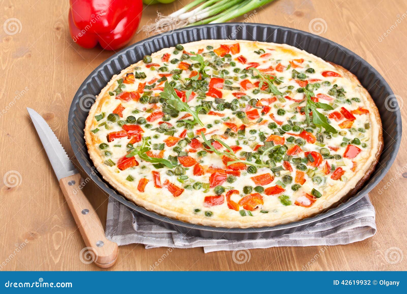 Slices of Vegetable Quiche stock photo. Image of dinner - 42619932