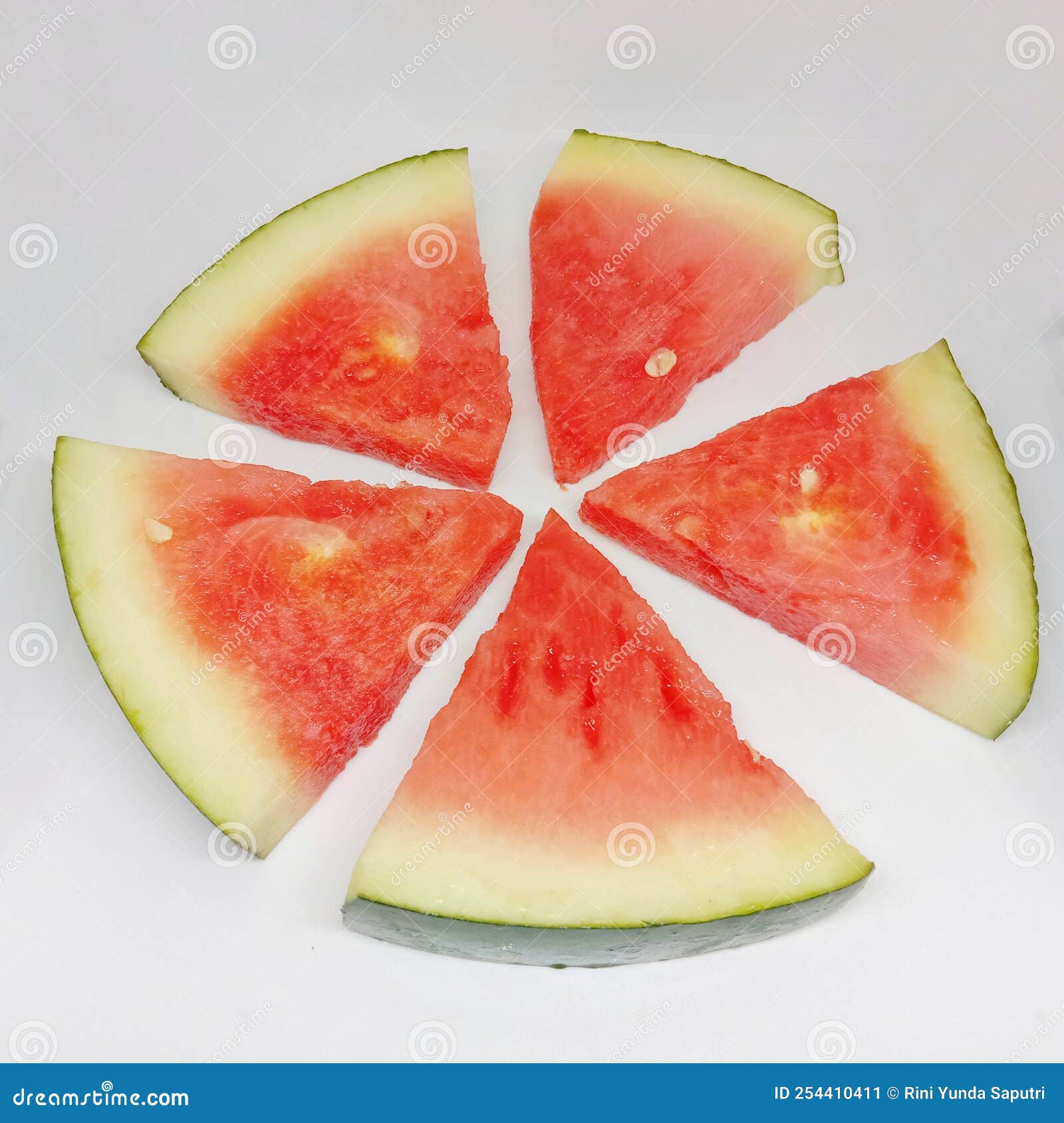 5 Slices of Watermelon in Circle on White Background Stock Image ...