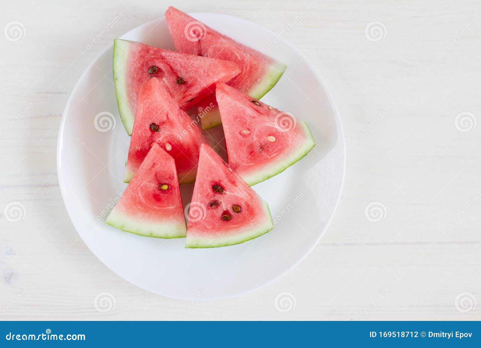 Slices of Watermelon on Plate. Copy Space Stock Photo - Image of water ...