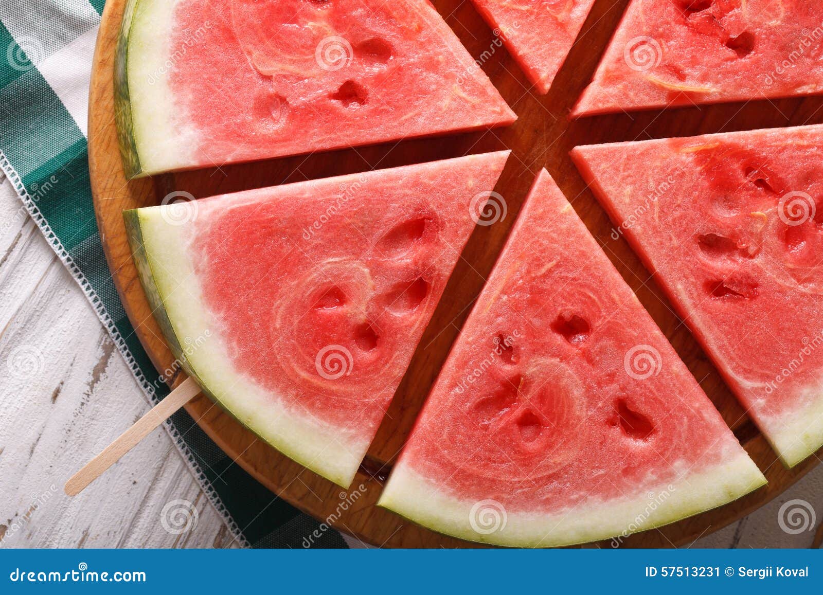 Slices of Watermelon on a Stick Macro. Horizontal Top View Stock Image ...