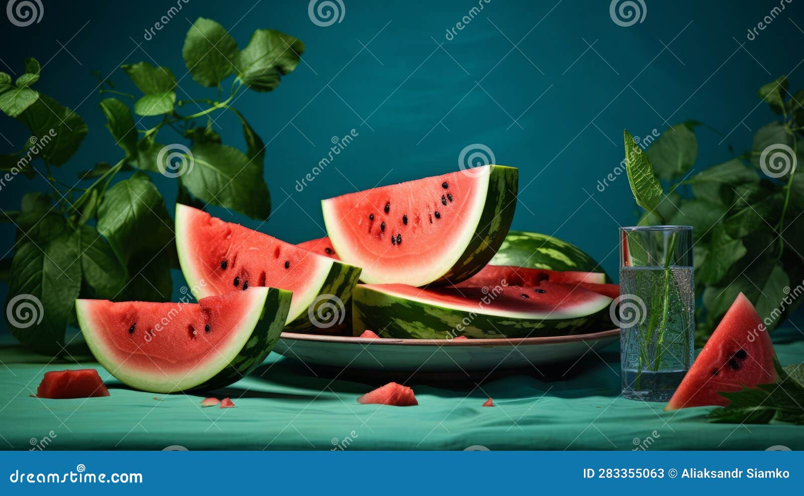 Slices of Watermelon on the Table in Summertime - Generative Ai Stock ...