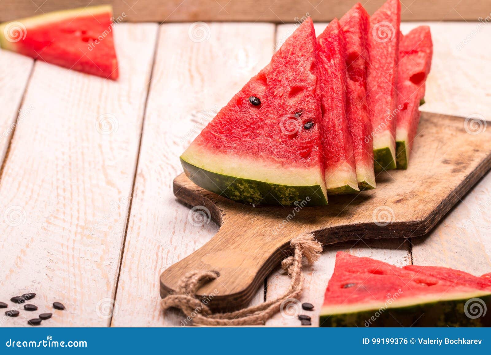 Slices of Watermelon on Table Stock Photo - Image of snack, plate: 99199376