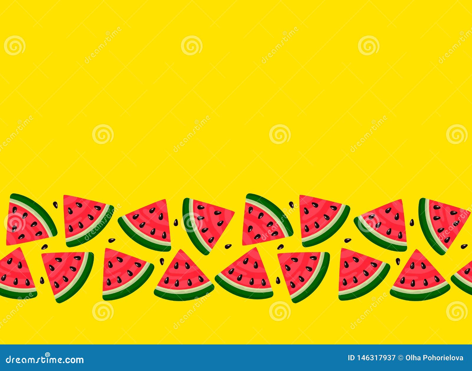 Slices of Watermelon on a Yellow Background. Summer Seamless Texture ...