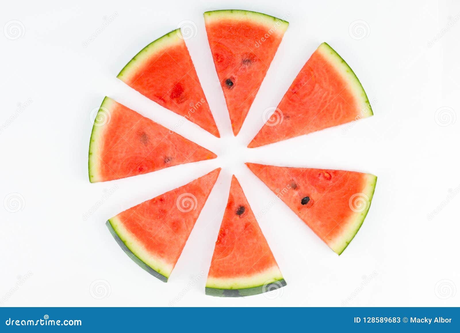 Fresh Sliced Red Watermelon with Seeds Forming a Circle Pattern ...