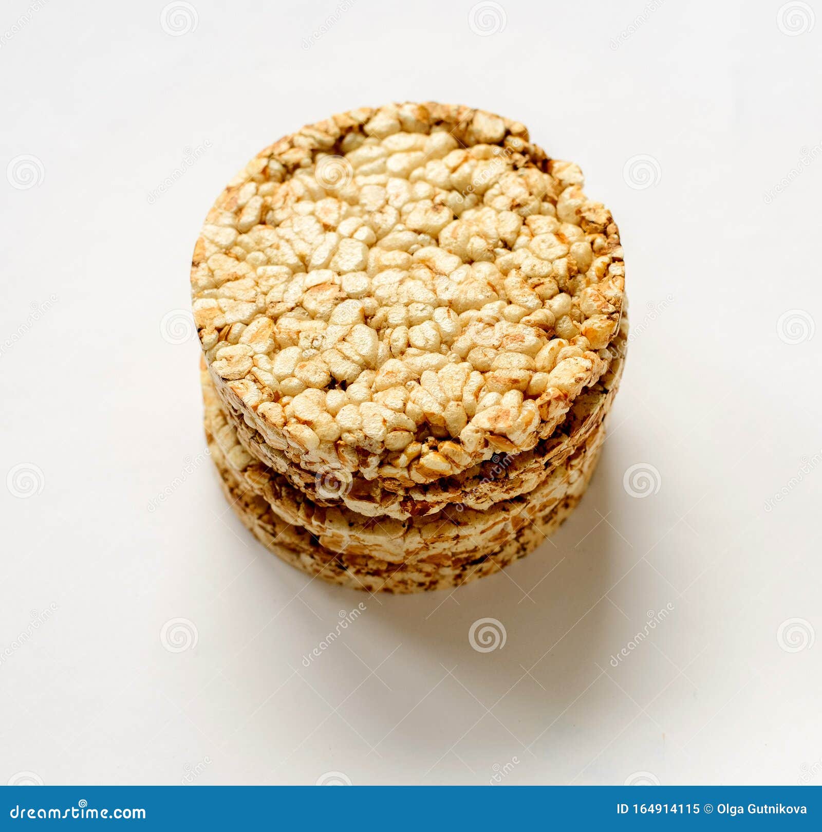 Slices of Wheat Slimming Crispy Rice Cakes on a White Back. Stock Image ...