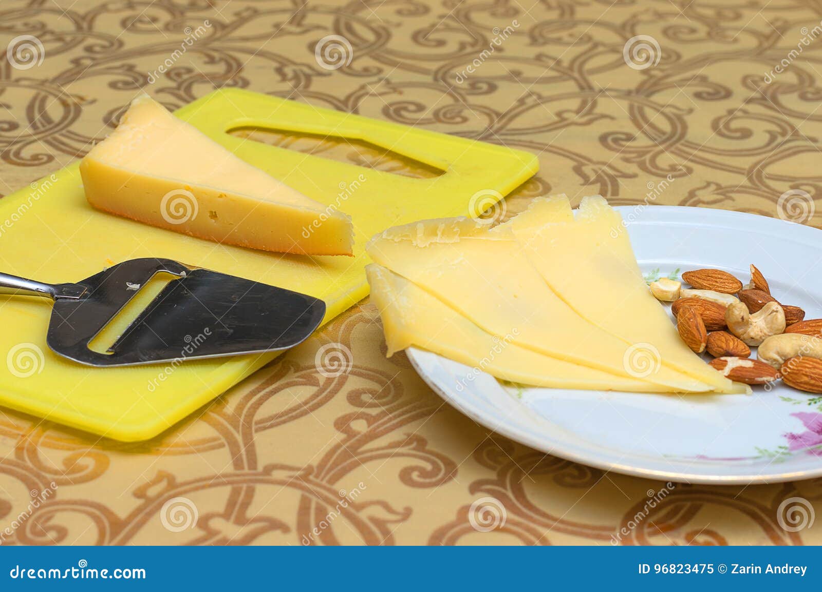 Slicing cheese Close-up stock image. Image of portion - 96823475