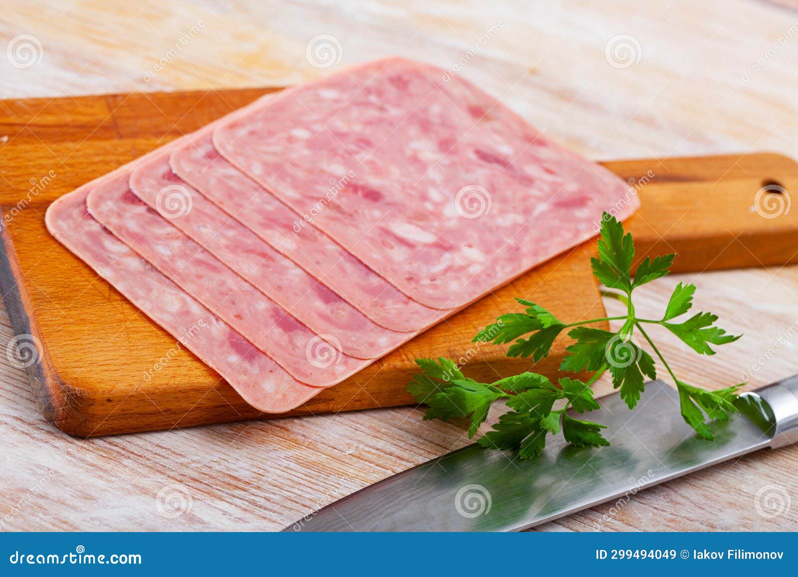 Slicing Chopped Ham from Pork Meat, No People Stock Image - Image of ...