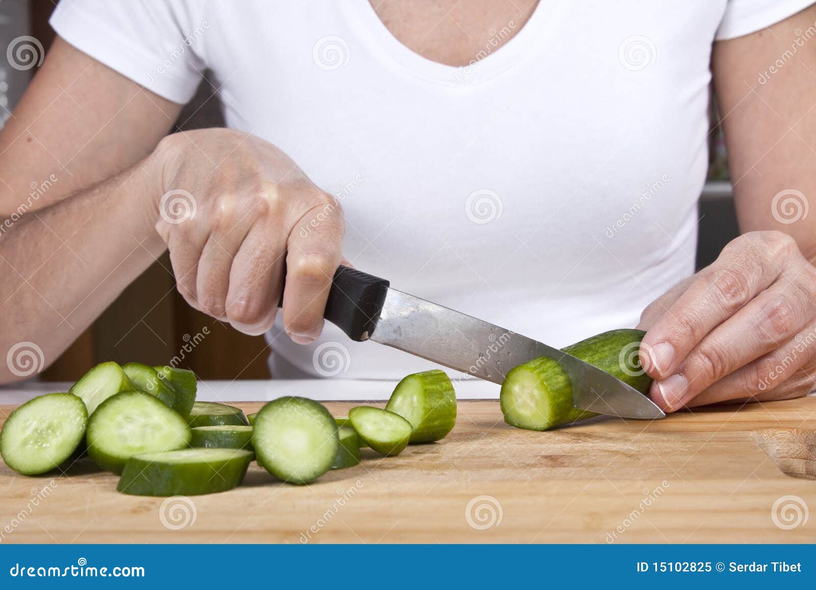 Slicing the cucumbers stock image. Image of lifestyle - 15102825