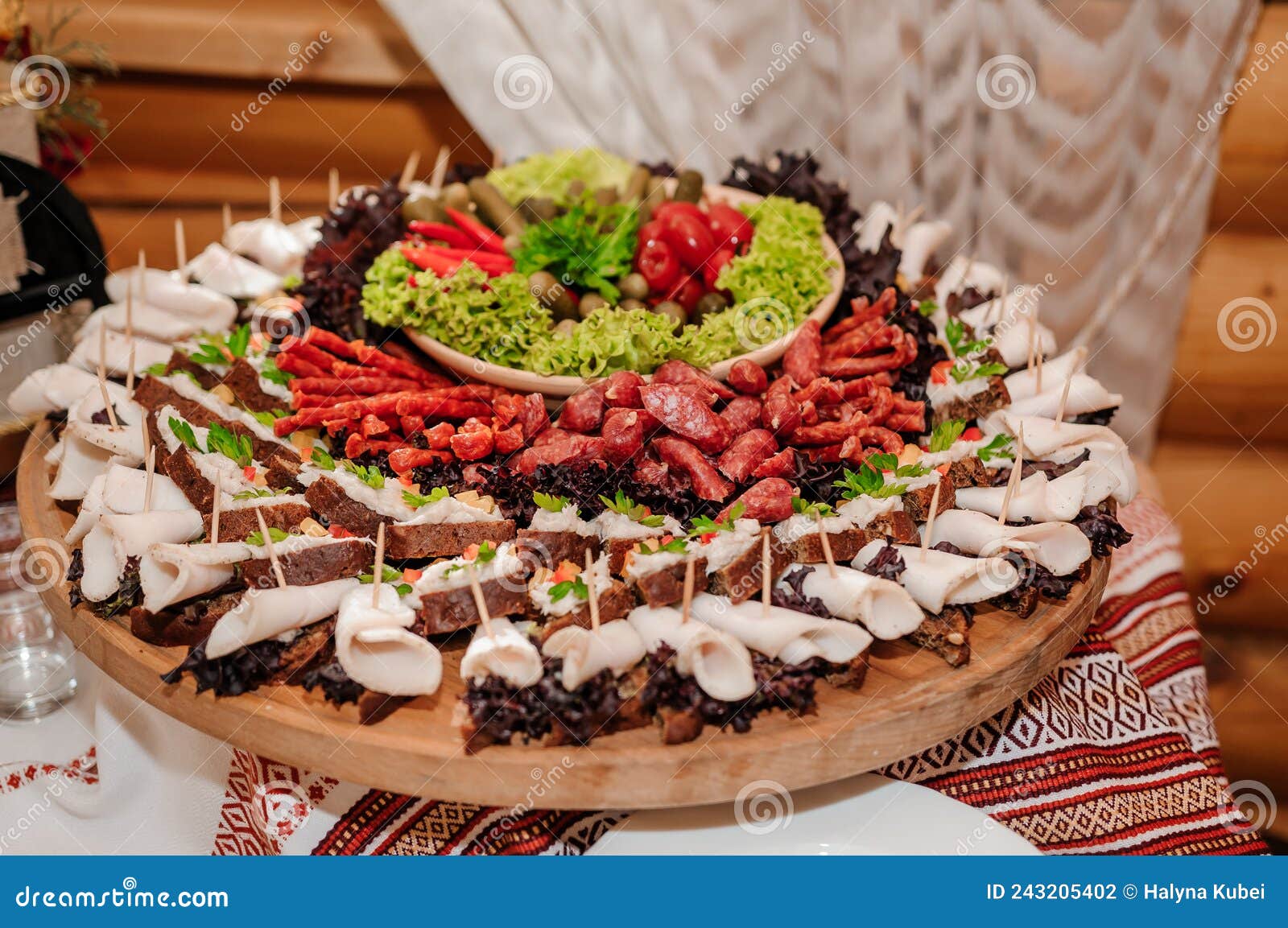 Slicing Different Types of Meat. Meat Snacks on the Table. Wedding ...