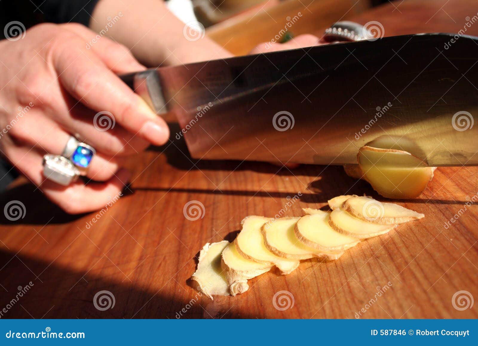 Slicing ginger. stock photo. Image of spice, ring, cutting - 587846