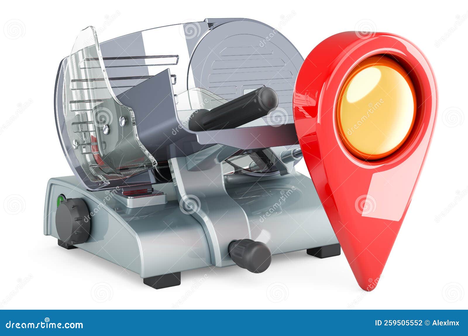 Slicing Machine With Map Pointer, 3D Rendering Stock Photography ...