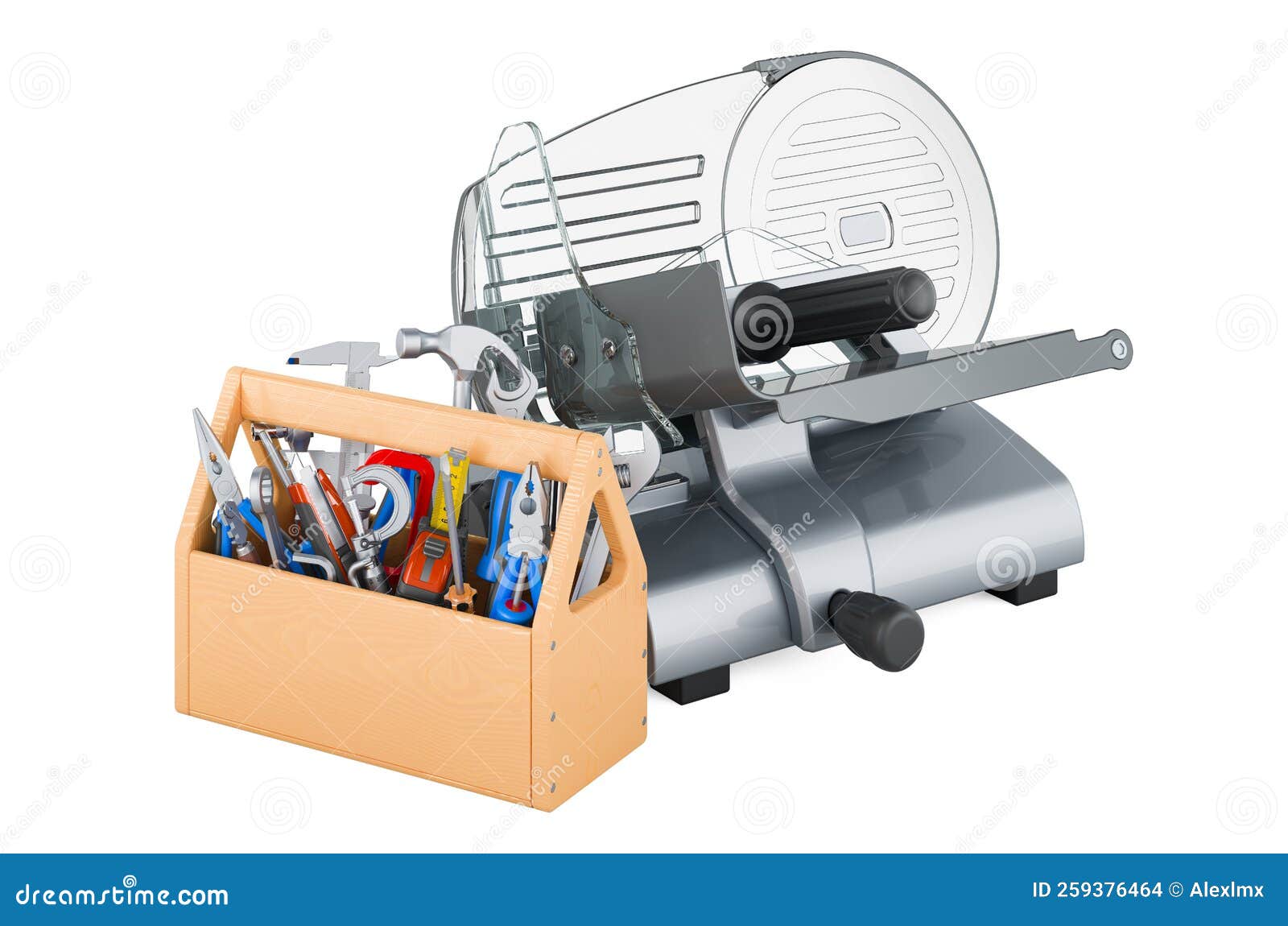 Slicing Machine with Tool Box, 3D Rendering Stock Illustration ... Slicing Machine with Tool Box, 3D Rendering Stock Illustration ...