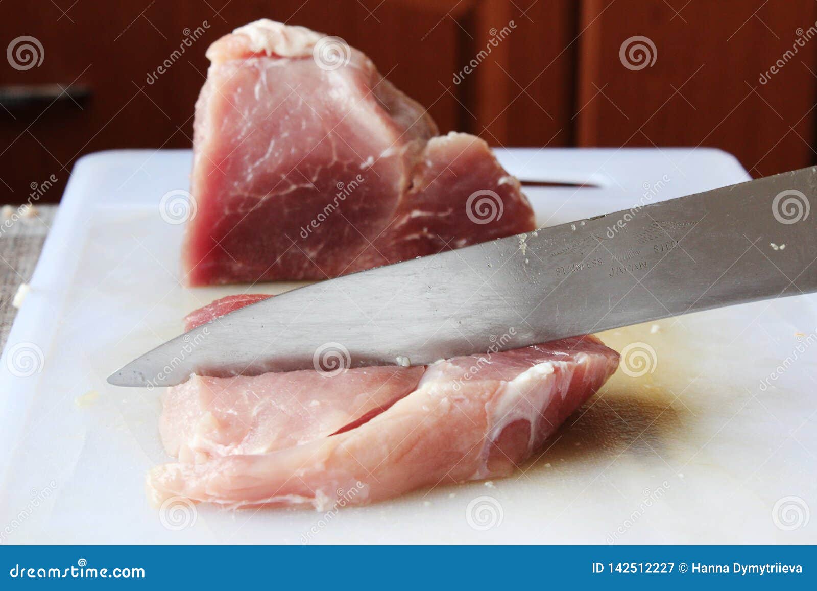 Slicing Raw Meat Steak Prepared Food Stock Image - Image of pepper ...