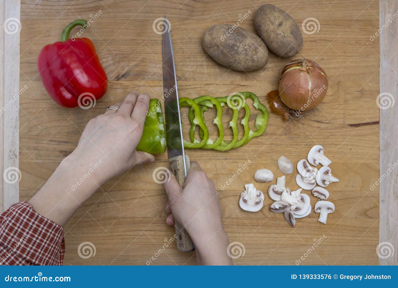 Slicing Up Vegetables on a Cutting Board Stock Photo - Image of green ...