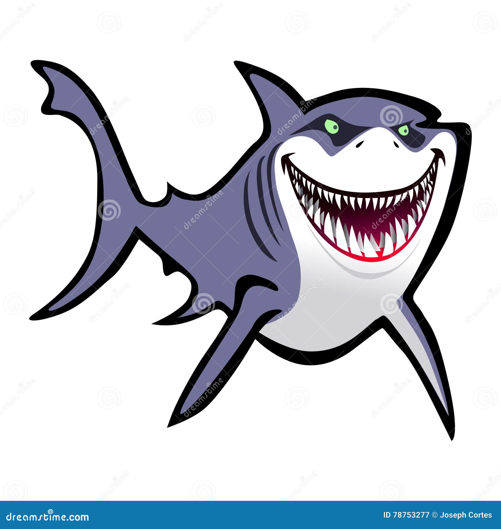 Slick Cartoon Shark ilustração stock. Ilustração de irritado - 78753277