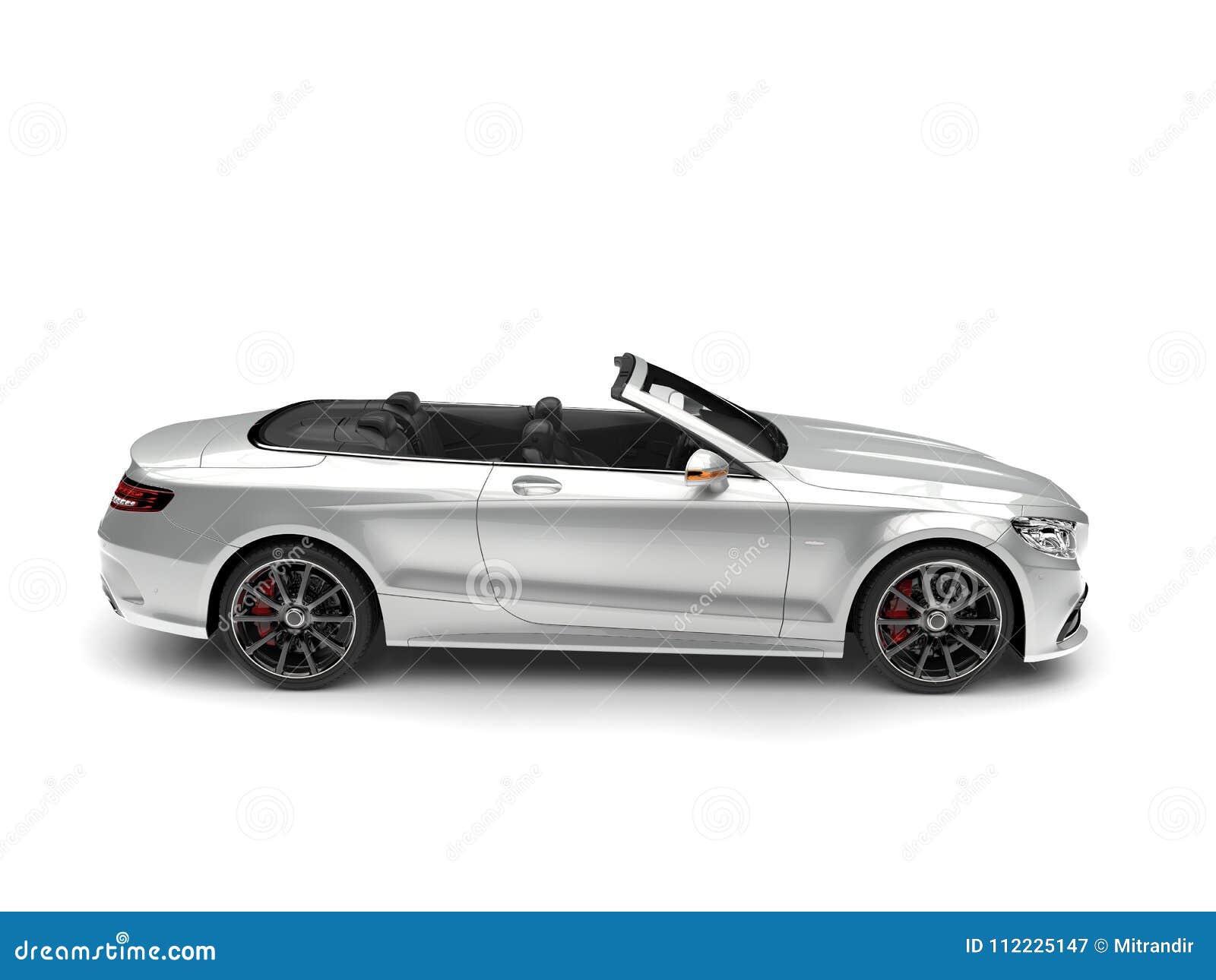 Slick Silver Modern Luxury Convertible Car - Side View Stock Image ...