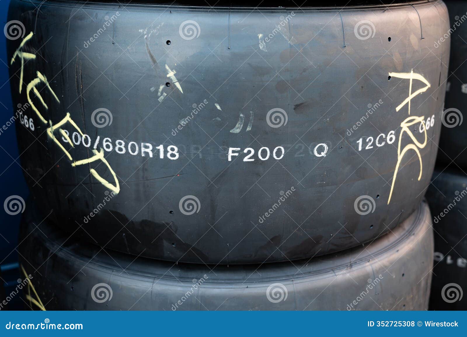 Slick Type Racing Tire with Size and Compound References with Notes in ...