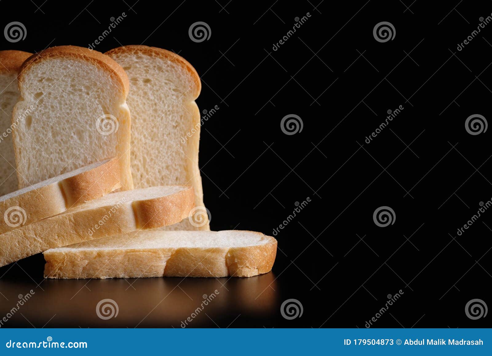 Slide Breads Isolated on Black Background Stock Image - Image of grain ...