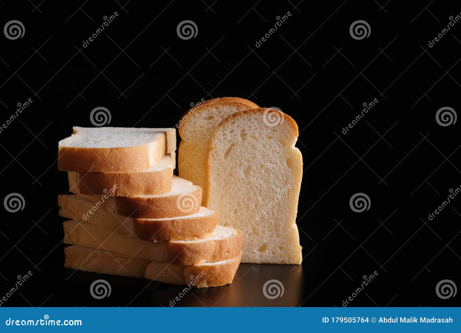 Slide Breads Isolated on Black Background Stock Photo - Image of group ...