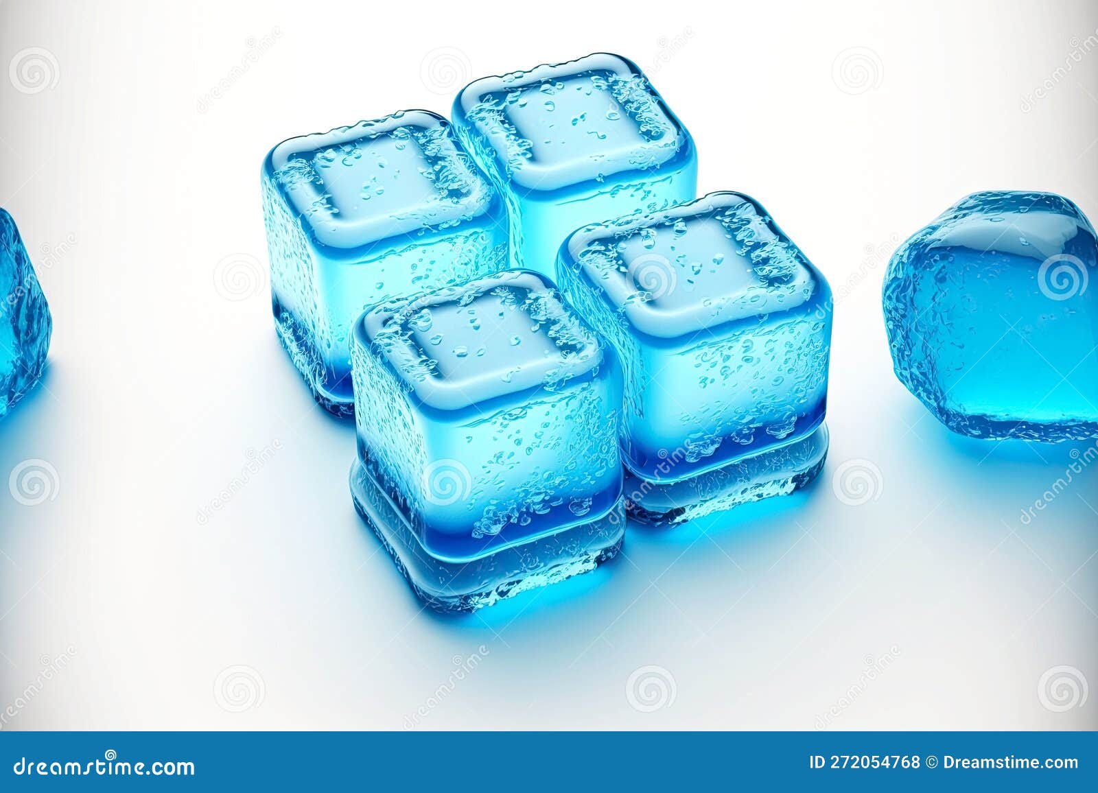Slide of Bright Blue Ice Cubes Isolated on White Background Stock ...